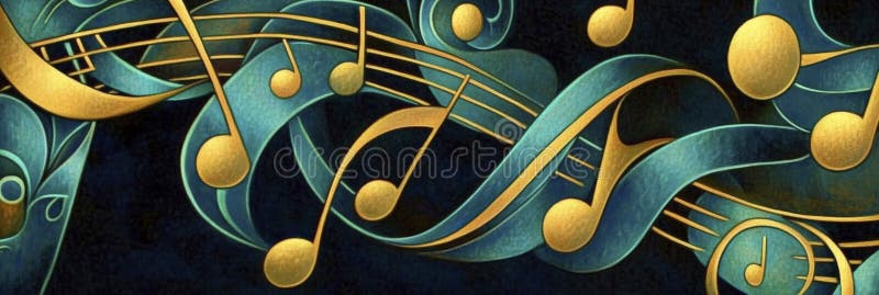 Elegant Interpretation of Musical Notes with Teal Flow Stock ...