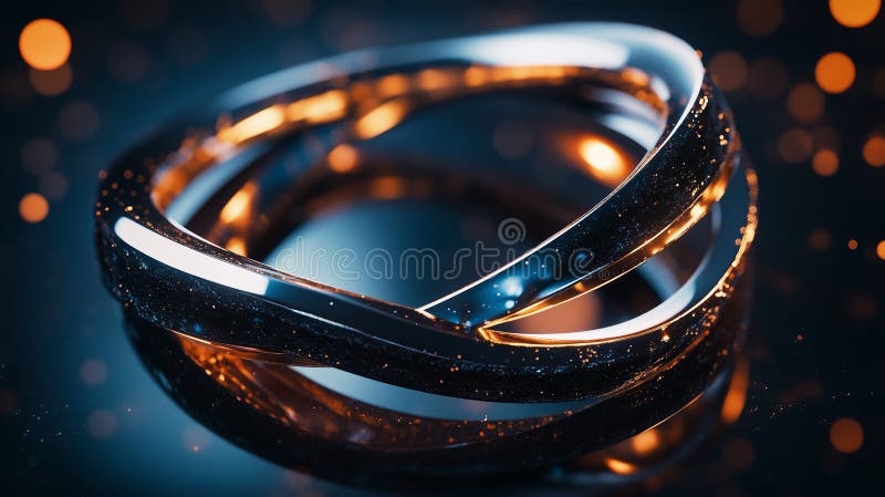 Elegant Intertwined Rings with Shimmering Details and Reflections on a ...