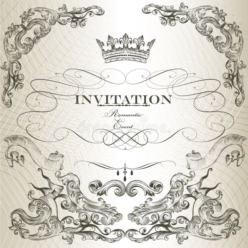 Invitation Card in Vintage Elegant Style Stock Vector - Illustration of ...
