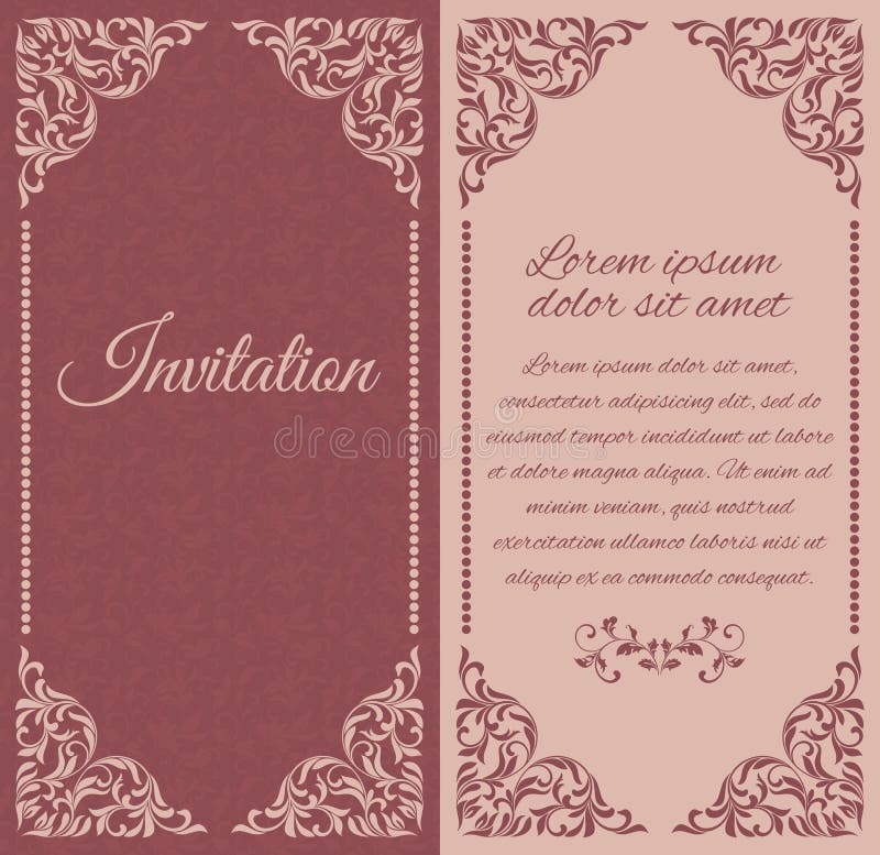 Elegant Invitation Layout with Vintage Frames. Stock Vector ...