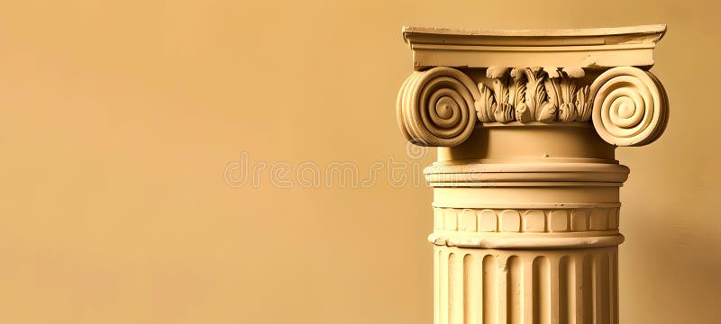 Classic Ionic Column on Beige Background Illustrating Ancient ...