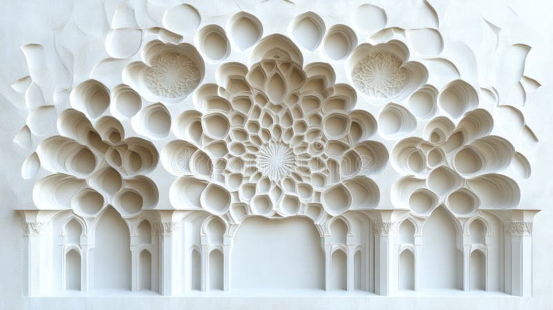 Ornate Islamic Arch with Layered Floral Geometric Patterns Stock ...