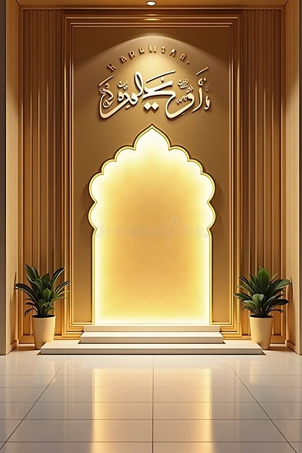 Elegant Islamic Architectural Interior Design with Arabic Calligraphy ...