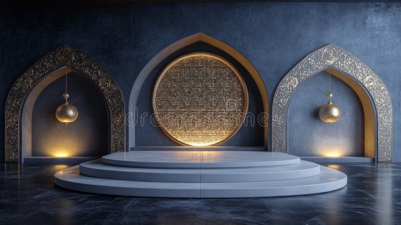 Elegant Islamic Architecture with Circular Platform Stock Illustration ...