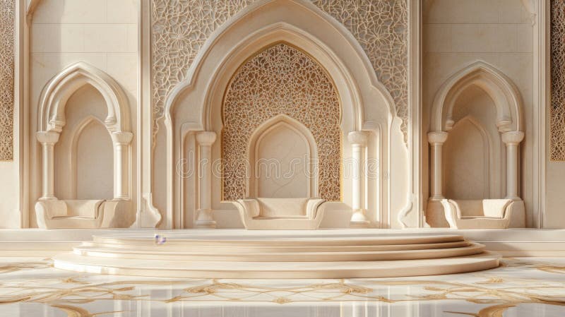 Elegant Islamic Architecture Interior Design with Circular Steps Stock ...