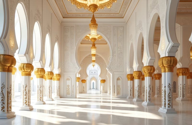 Elegant Islamic Architecture Interior Design. Gold Lanterns, Archways ...