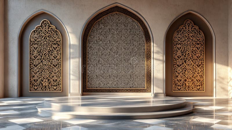 Elegant Islamic Architecture Interior Design with Marble Platform Stock ...