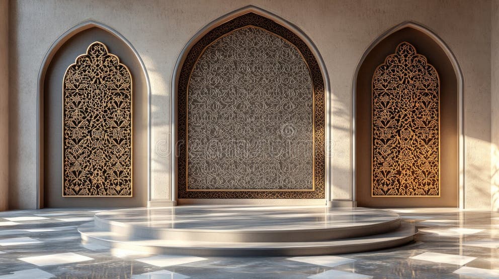 Elegant Islamic Architecture Interior Design with Marble Platform Stock ...