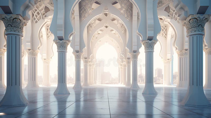 Elegant Islamic Architecture Interior Pillars Columns Mosque Stock ...