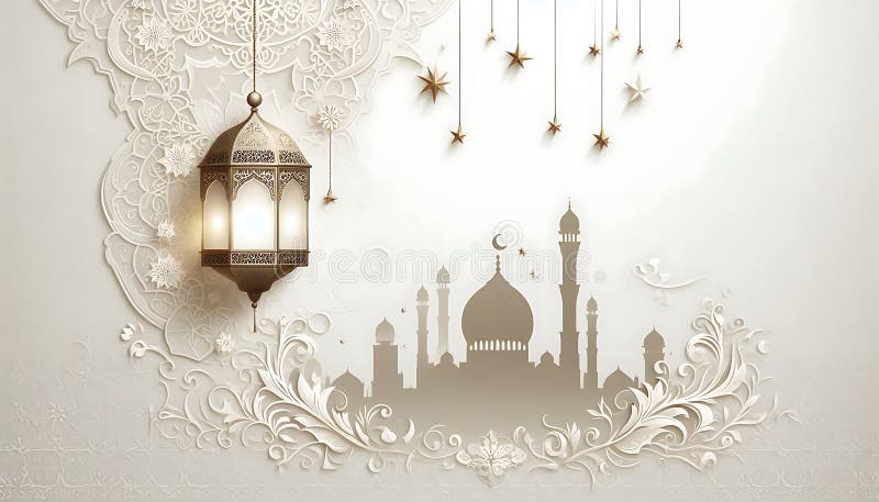 Elegant Islamic Design with Mosque and Lantern for Ramadan Stock ...
