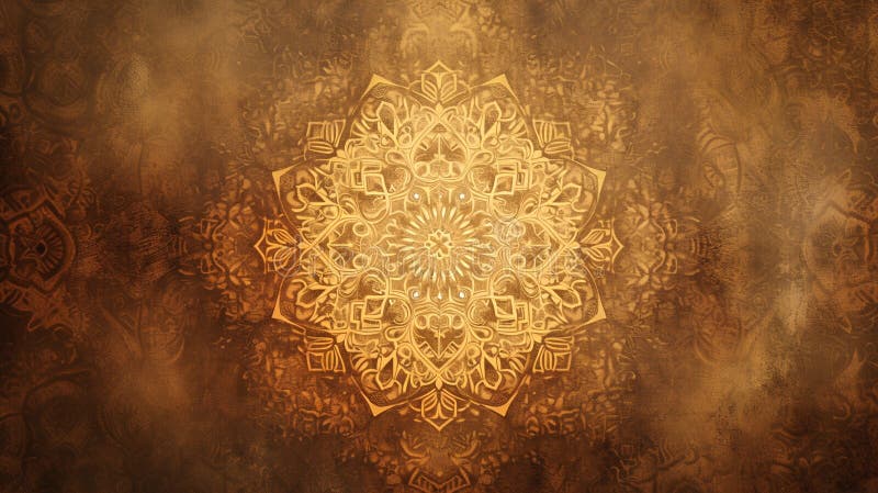 Elegant Islamic Geometric Pattern on Light Brown Background. Generative ...
