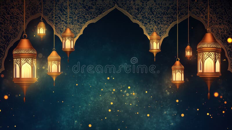 Elegant Islamic Lanterns with Ornate Patterns and Starry Background ...