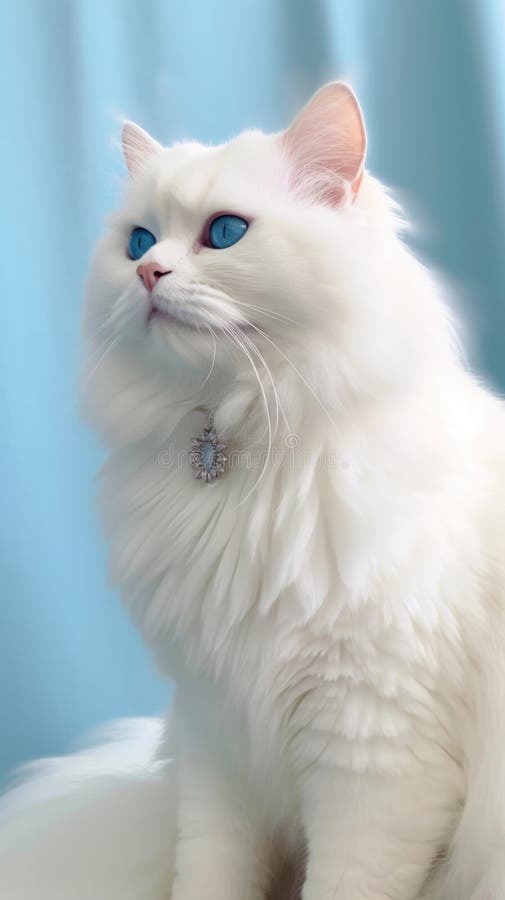 Elegant Ivory and Powder Blue Cat . Stock Illustration - Illustration ...