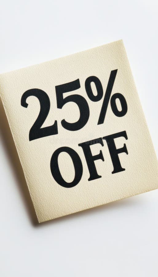 Elegant Ivory Square Note with 25 Off Text, Isolated on White for Sales ...