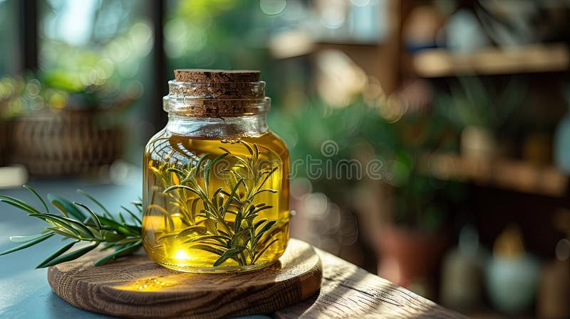 Elegant Jar of Clear Olive Oil. Generative AI Stock Illustration ...