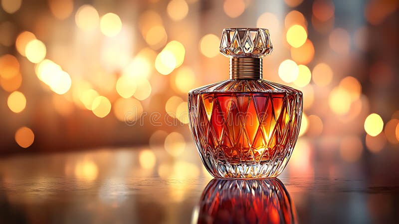 Elegant Jewel Toned Perfume Bottle with Diamond Pattern, Reflecting ...
