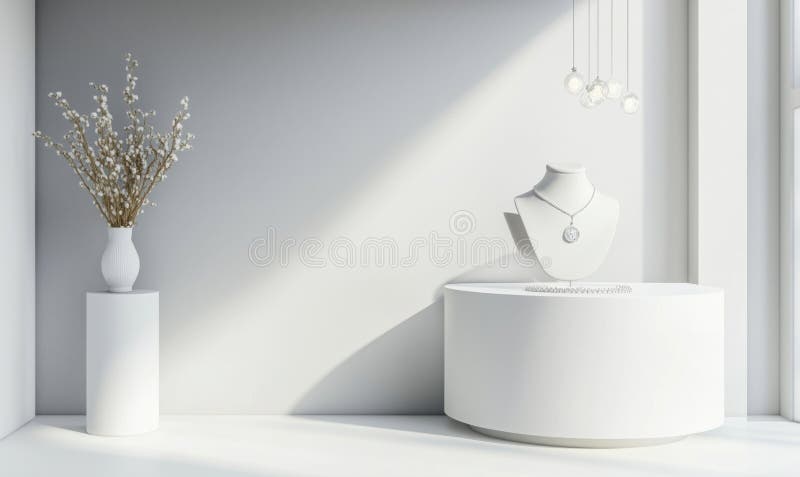 Elegant Jewelry Display with Modern Decor and Natural Light in ...