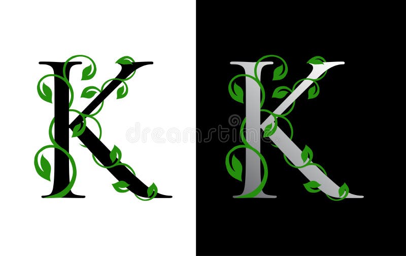 Elegant K Letter Icon with Luxury Green Leaf Logo Design Stock Vector ...
