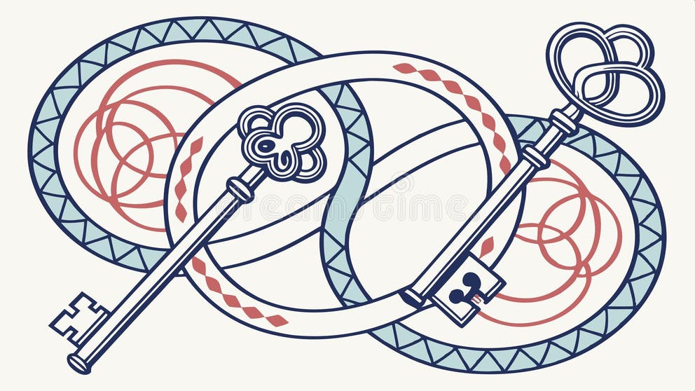 Elegant Key and Lock Illustration Intertwined Design Element Vector ...