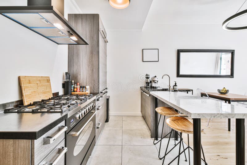 Elegant kitchen design stock image. Image of luxury - 221625109