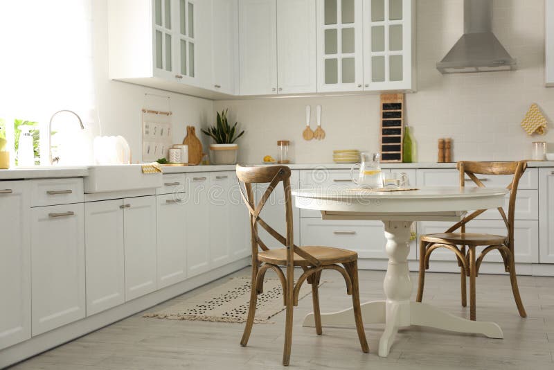 Elegant Kitchen Interior with Modern Stove and Stylish Furniture Stock ...