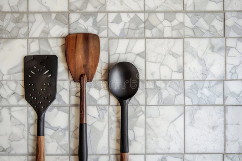 Elegant Kitchen Utensils Arranged on a Beautiful Tiled Surface ...