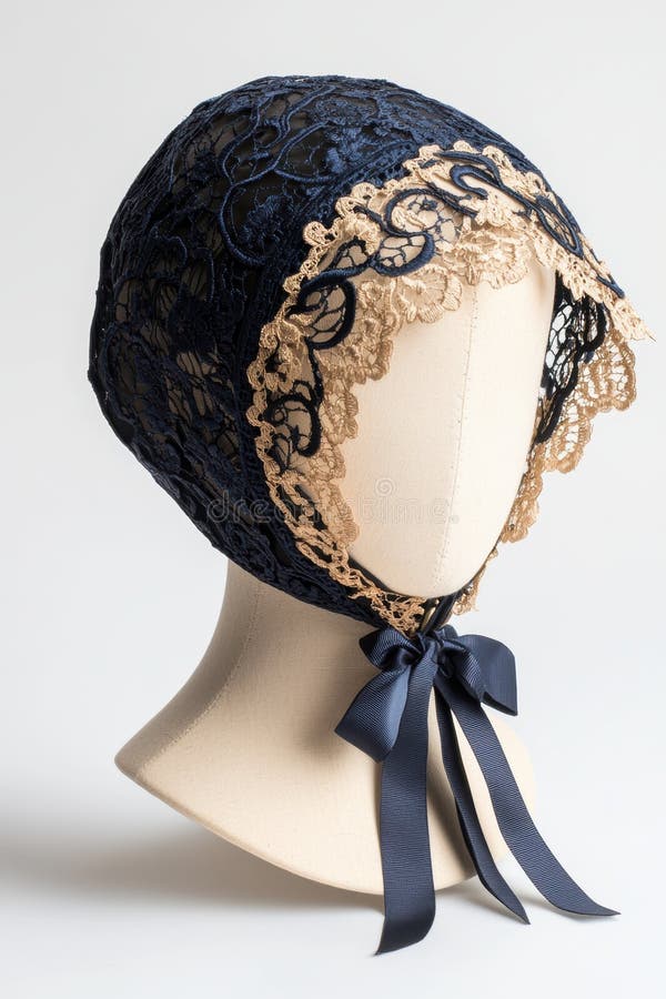 Elegant Lace Bonnet with Ribbon Stock Illustration - Illustration of ...