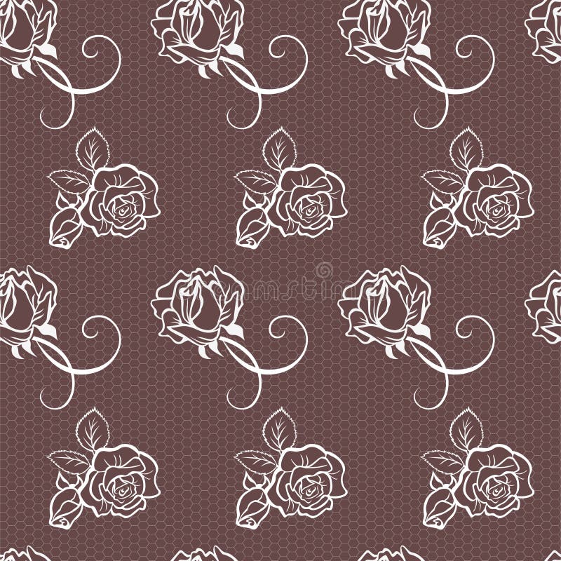Roses Vertical Lace Seamless Pattern. Stock Vector - Illustration of ...