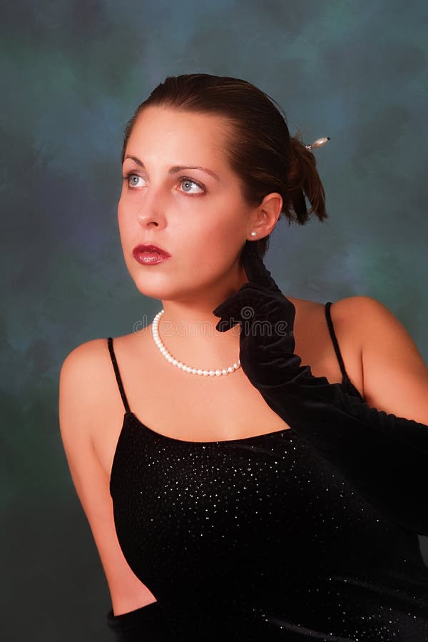 Elegant Lady in Pearls stock image. Image of black, feminine - 4190777
