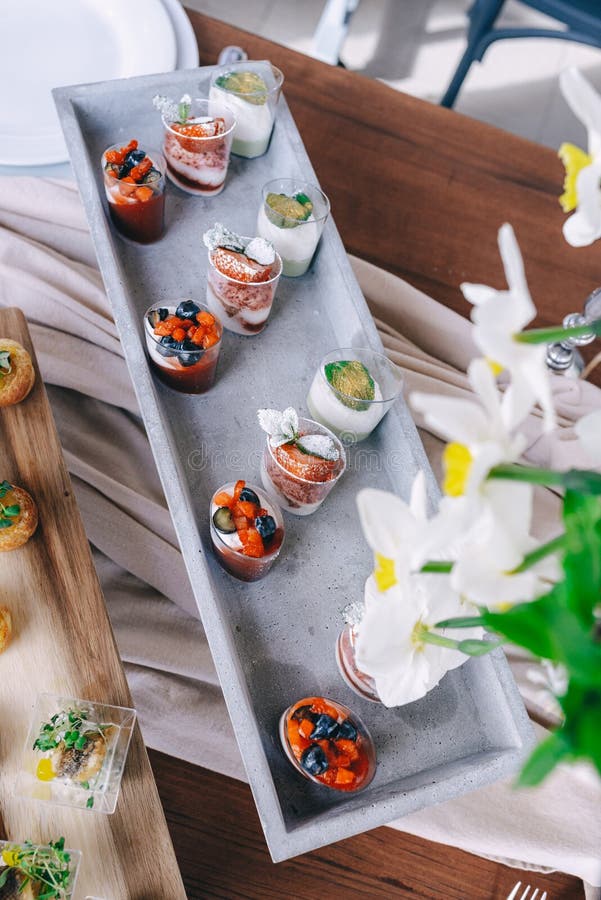 Elegant Layered Berry Desserts on Decorative Catering Table Stock Photo ...