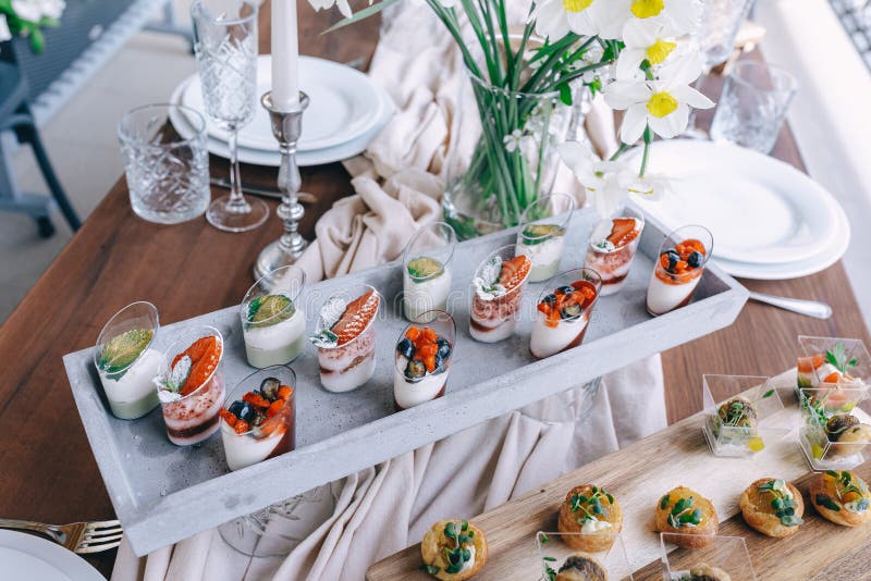Elegant Layered Berry Desserts on Decorative Catering Table Stock Image ...