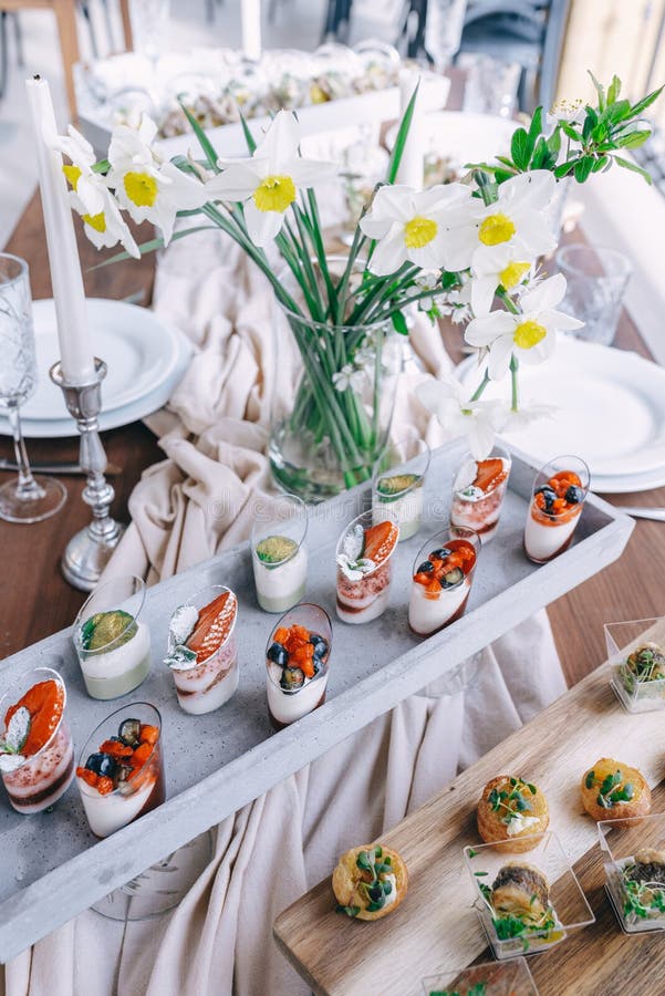 Elegant Layered Berry Desserts on Decorative Catering Table Stock Image ...