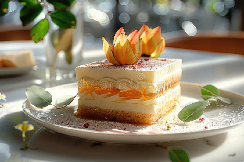 Elegant Layered Dessert with Delicate Garnish Stock Illustration ...