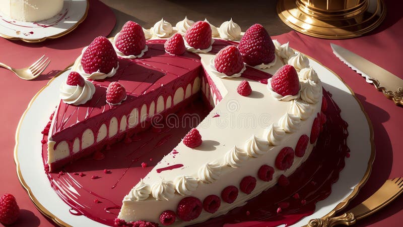 Elegant Layered Raspberry Cake with Serrated Cake Slicer.AI Generated ...