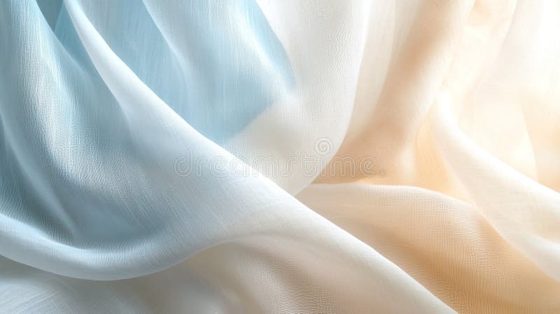 Elegant Layers of Soft Blue and Cream Fabric in Gentle Waves Stock ...