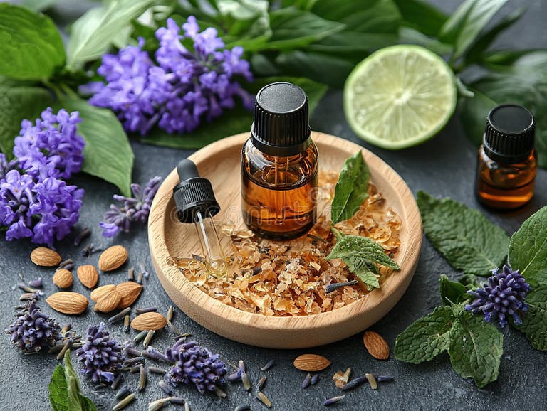 An Elegant Layout Featuring an Aromatherapy Spa Set with Essential Oils ...