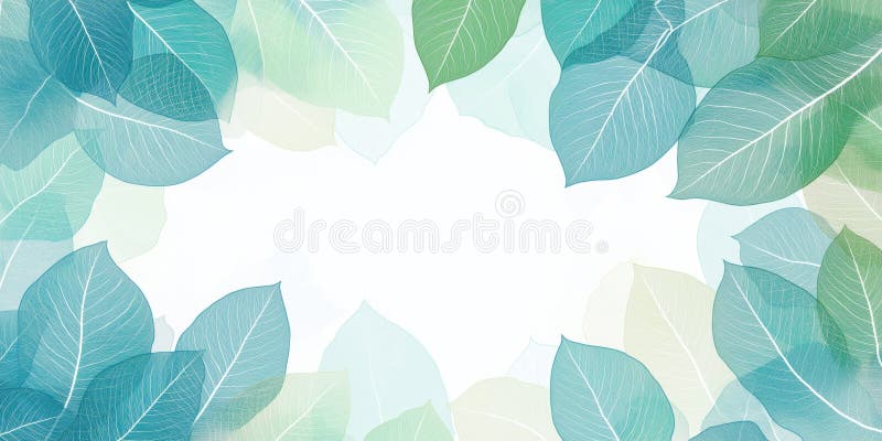 Elegant Leaf Border Design with Soft Green and Blue Hues for Nature ...