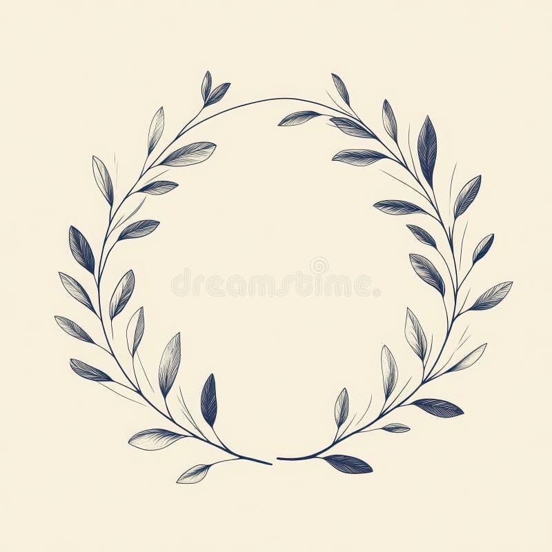 Elegant Leaf Wreath Frame Botanical Design Nature Illustration Stock ...