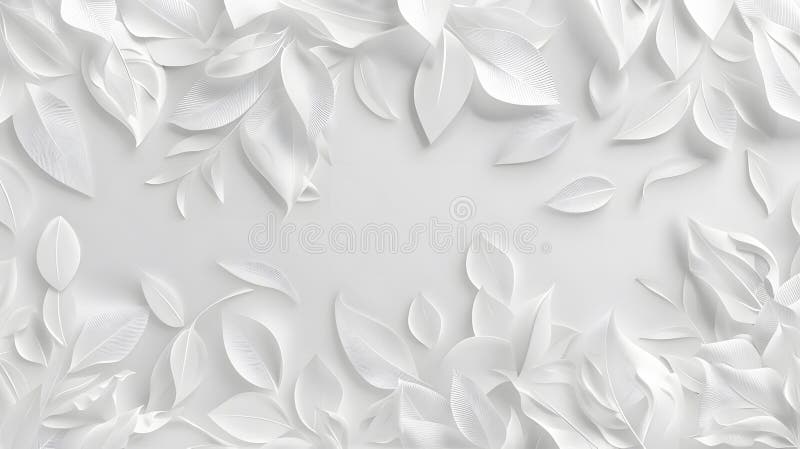 Elegant Leafy Patterns Decorating White Textured Background Stock Illustration - Illustration of ...