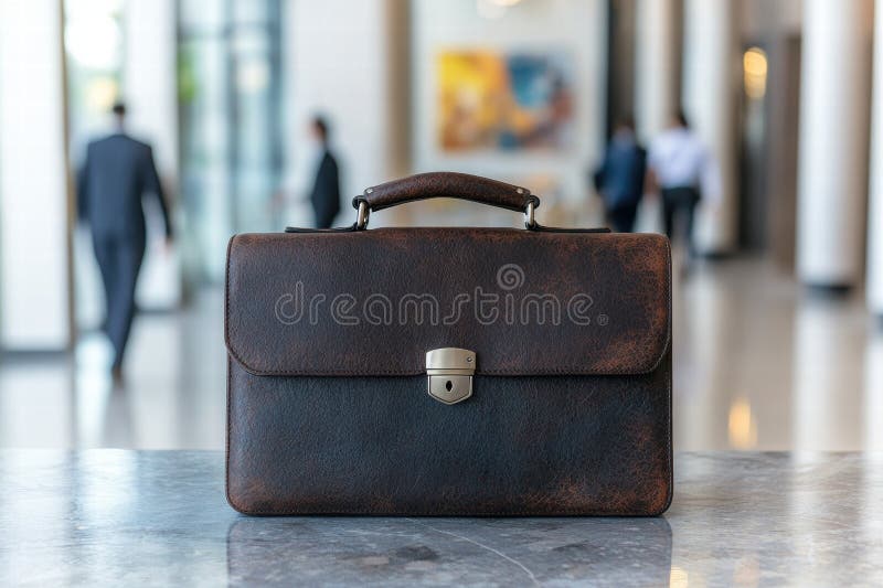 Elegant Leather Briefcase on Marble Table Stock Illustration ...