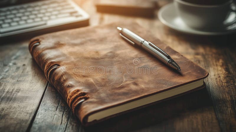 Elegant Leather Notebook and Pen Set for Professionals Stock Photo ...