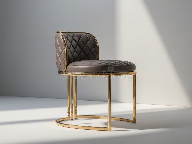 Elegant Leather Stool with Gold Frame and Quilted Design Stock Photo ...