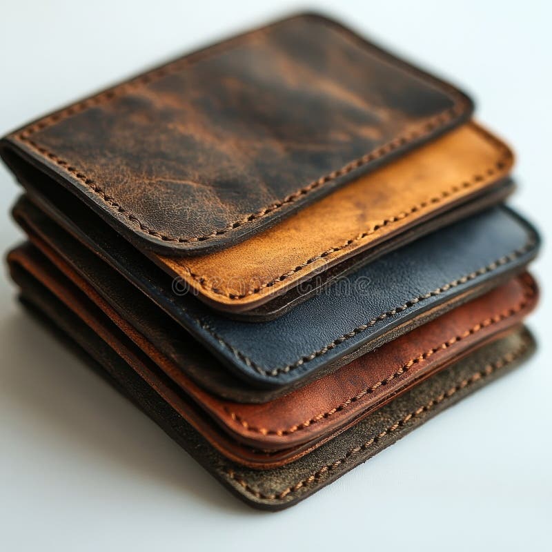 Elegant Leather Wallets in Various Colors Showcasing Fine Craftsmanship ...
