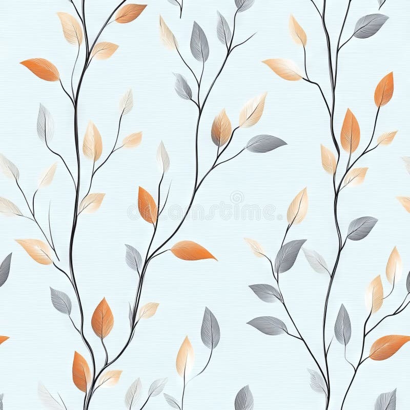 Elegant Leaves in Vibrant Colors on a Blue Background Form a Seamless ...
