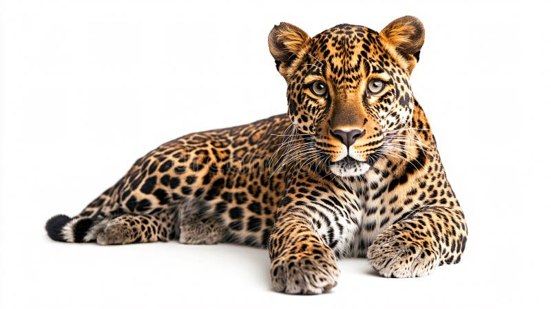 Elegant Leopard Isolated on White Studio Background Stock Photo - Image ...