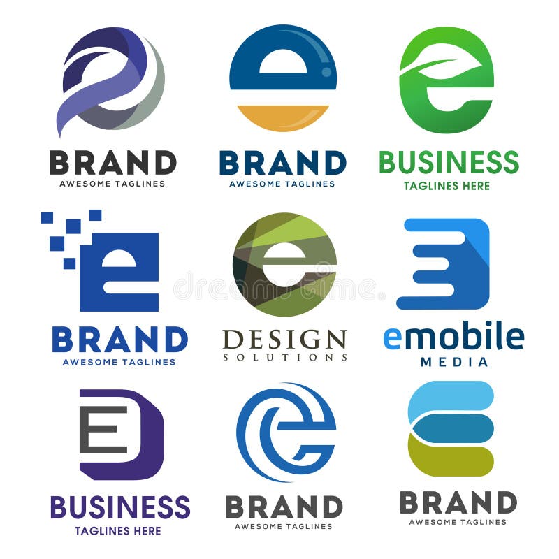 Elegant Letter E Logo Vector Set Stock Vector - Illustration of concept ...