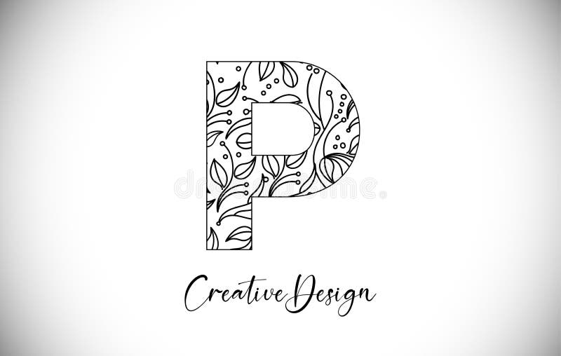 Elegant Letter P Logo Made of Flowers and Leafs in Monoline Creative ...
