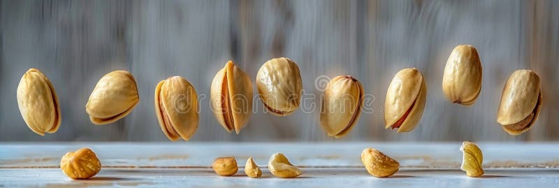 Elegant Levitation of Assorted Nuts Gracefully Falling on a Pure White ...