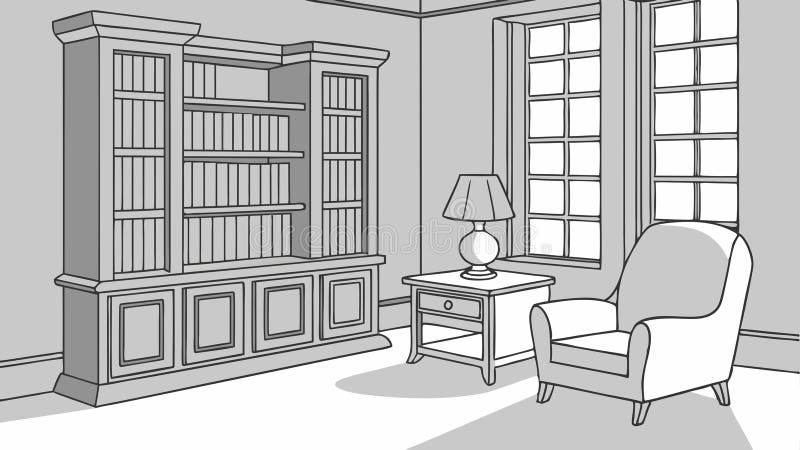 Elegant Library Room Vector Illustration, Knowledge and Learning ...