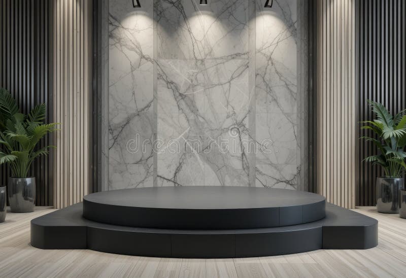 Elegant Light Black Podium for Showcasing Products. Stock Image - Image ...